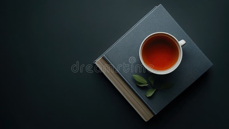 Top view of teacup on book stock photo. Image of comfort - 366971654