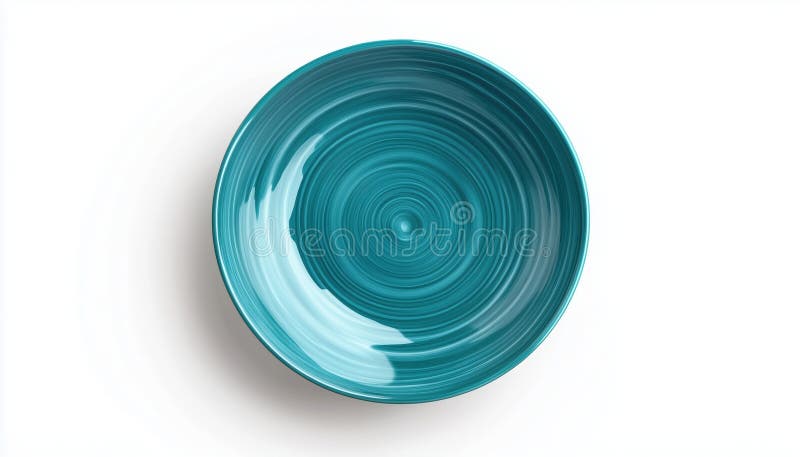 Top View of Teal Blue Ceramic Plate on White Background with a Sky Blue ...