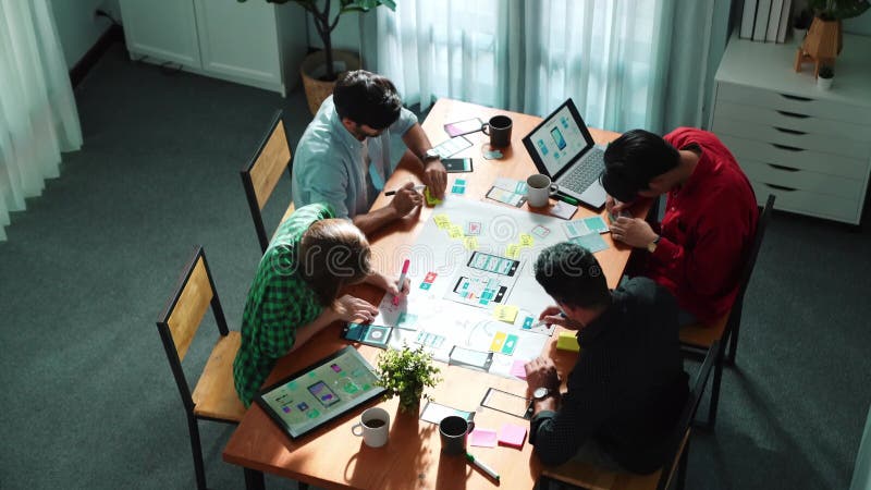 Top View of Team Brainstorming and Sharing Idea by Using Mind Map ...