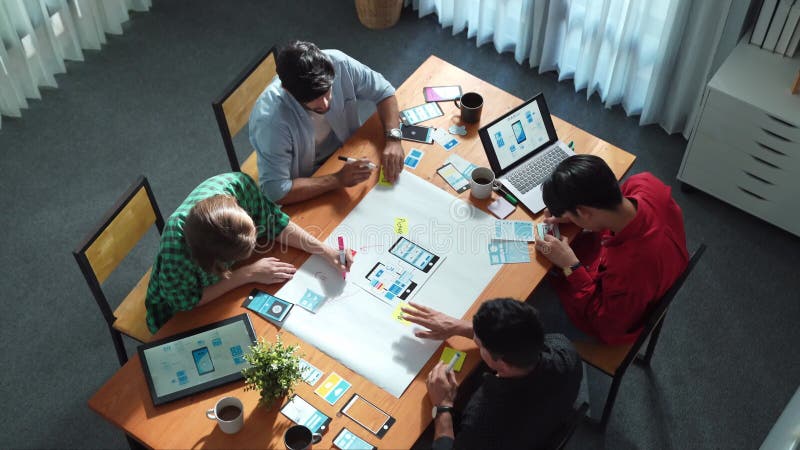 Top View of Team Brainstorming and Sharing Idea by Using Mind Map ...