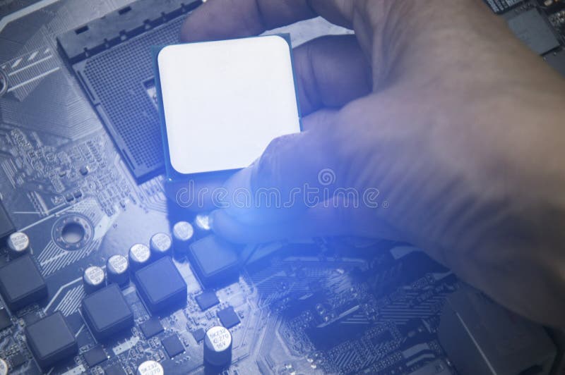 Top View of Technician Installing CPU Chip on Motherboard, CPU Chip it ...