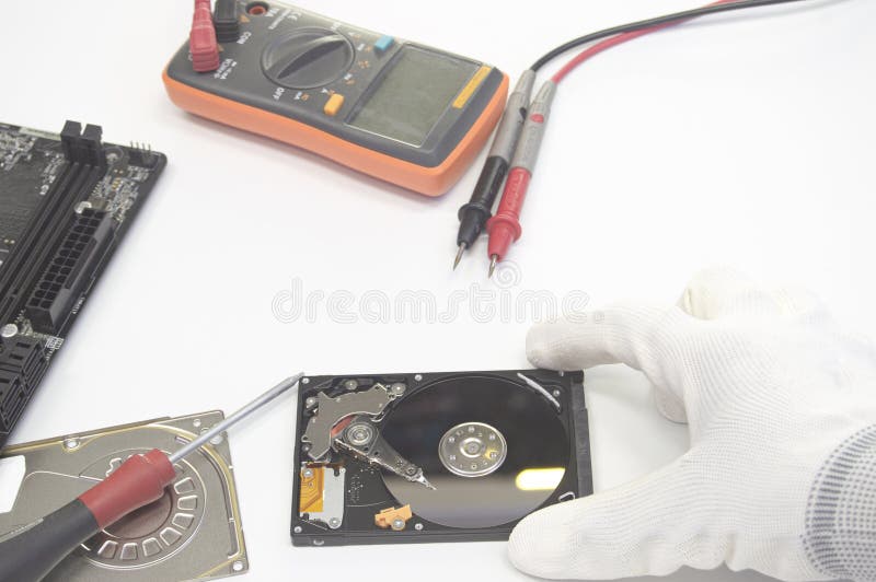 Top View Technician Repairing Hard Disk Stock Image - Image of hard ...