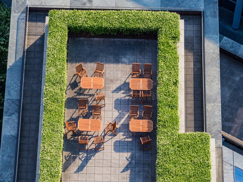 Garden Design In Top View With Terrace Stock Image - Image of circle ...