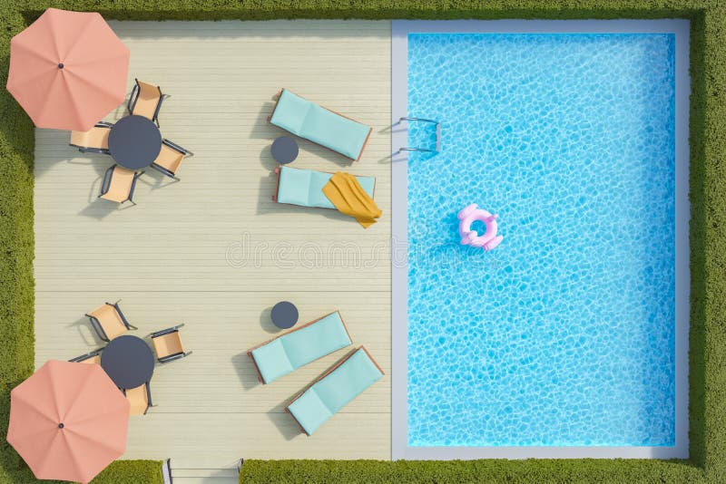 Top View of a Terrace with Swimming Pool Stock Illustration ...