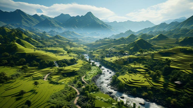 Terraced Rice Fields Stock Illustrations – 317 Terraced Rice Fields ...