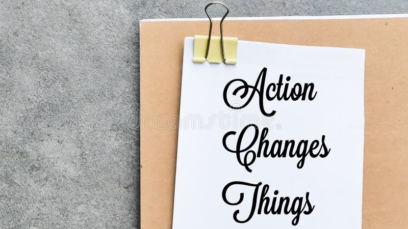 Top View Text Action Changes Things Written on White Paper Note with ...