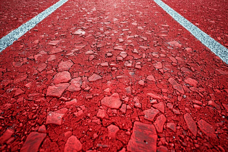 Top View of a Textured Red Running Track Surface for Sports Events ...