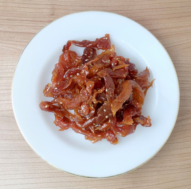 Top View of Thai Beef Jerky or Deep Fried Beef Stock Image - Image of ...