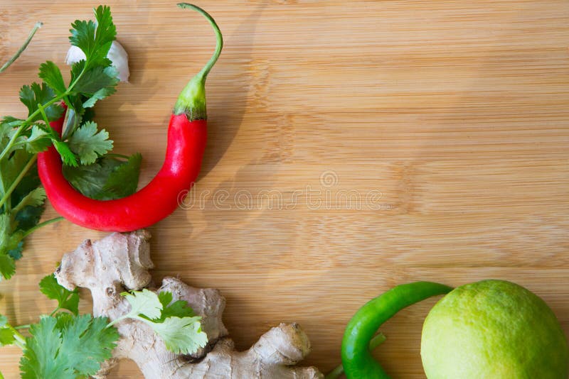 Top View Thai Curry Ingredients on Wooden Board Stock Photo - Image of ...
