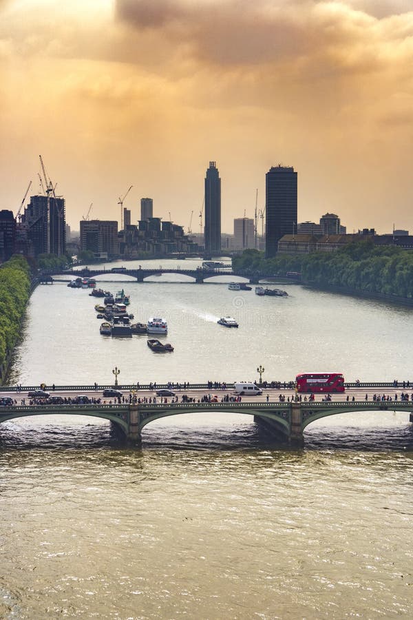 Top View of Thames and Westminster Bridge in London Editorial Stock ...