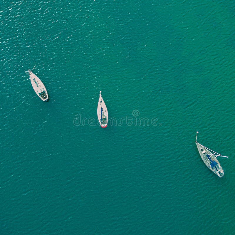 Top View of the Three Boats in the Ocean Stock Image - Image of three ...