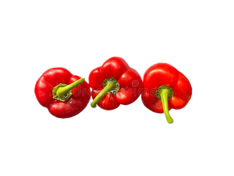Top View of Three Red Capsicums, Also Known As Bell Peppers Stock Image ...
