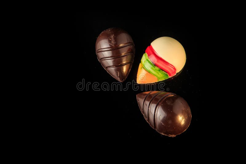 Top View on Three Shell-shaped Colorful Chocolate Candies Stock Image ...