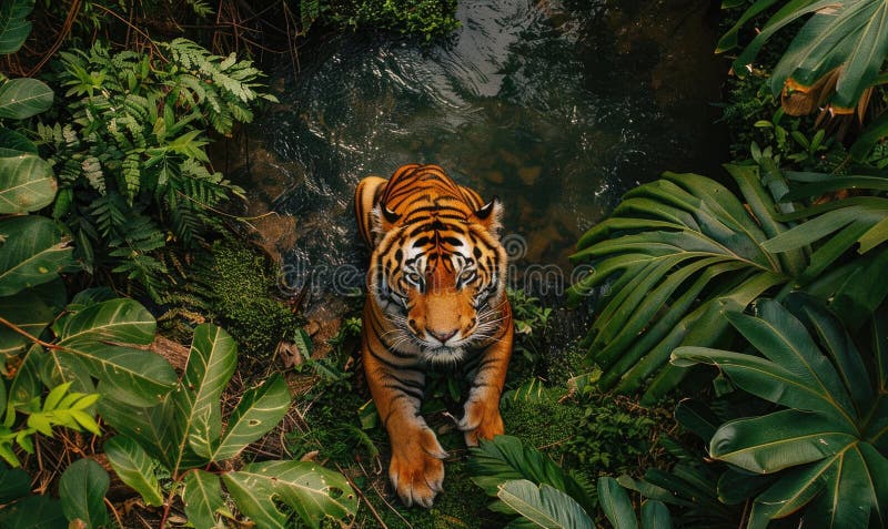 Top View of a Tiger Lying in the Shade Stock Image - Image of asia ...