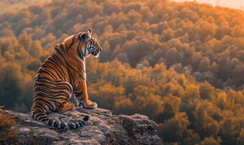 Top View of a Tiger Sitting on a Rock Stock Image - Image of stripes ...