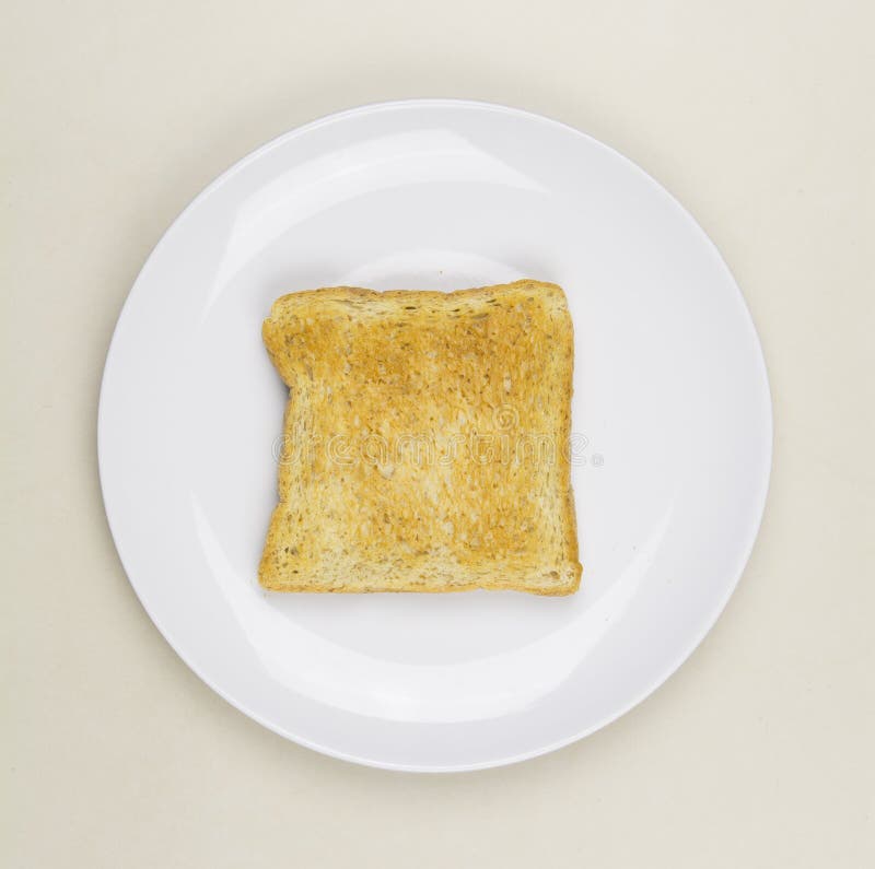 Top View of Toast on White Plate Stock Photo - Image of crust, white ...