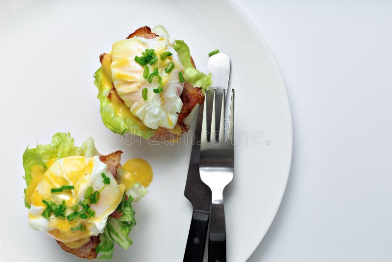 Top View Toasted Buns Bacon Lettuce Poached Egg Stock Photos - Free ...