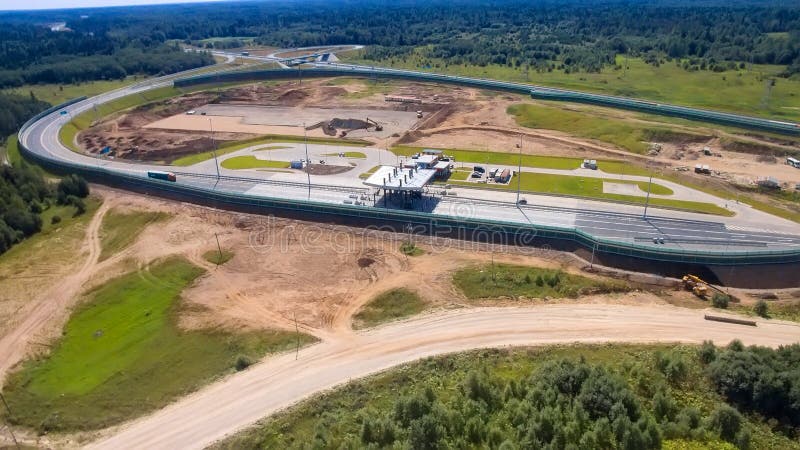 Top view of the toll road stock image. Image of loader - 137188631