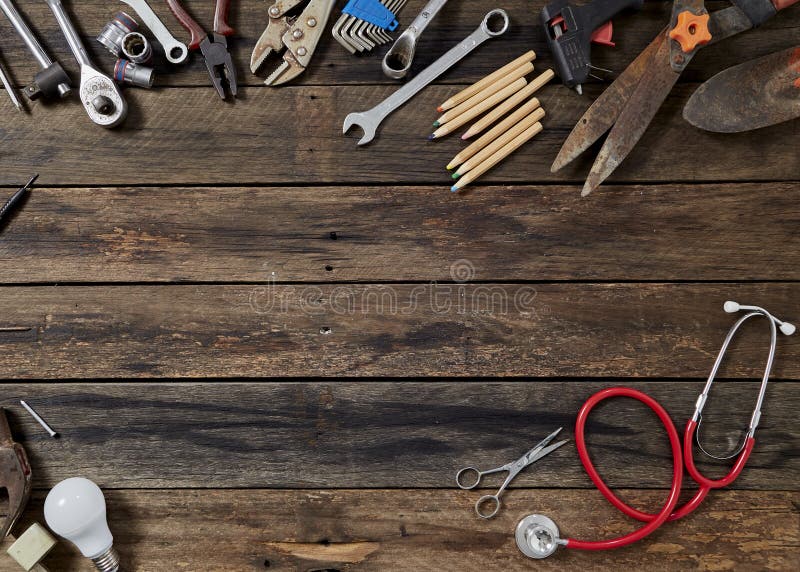 Top View Tools Labor Day Workers Stock Image - Image of metal ...