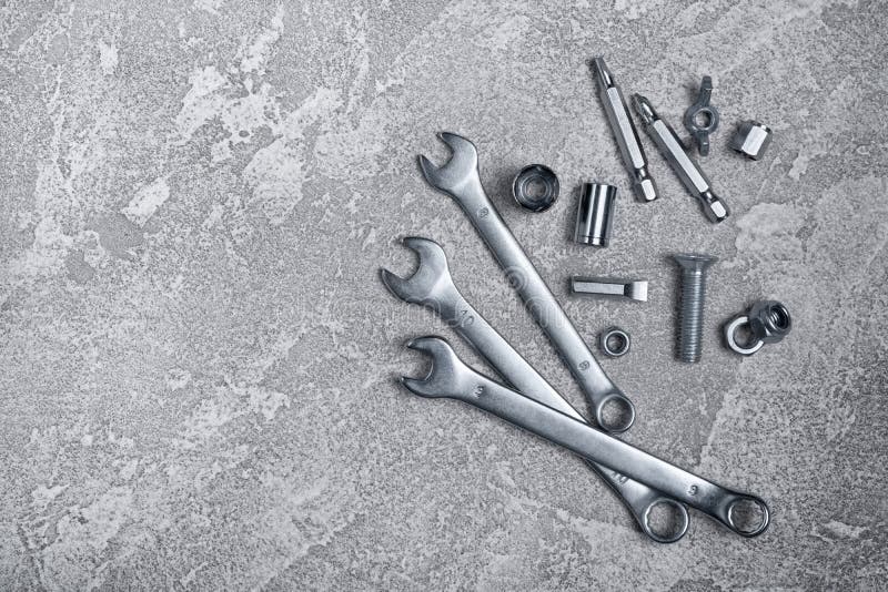 Set of steel shiny tools stock photo. Image of industrial - 241252152