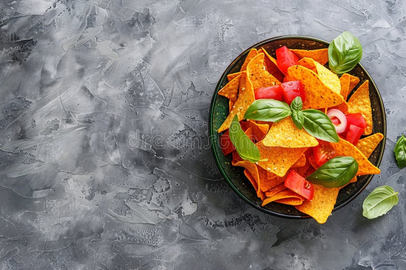 Top View of Tortilla Chips in Bowl with Copy Space for Text Stock ...