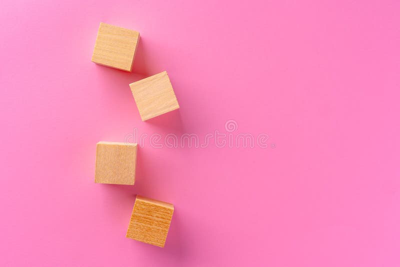 Top View of Toy Wooden Blocks on Pink Stock Image - Image of block ...