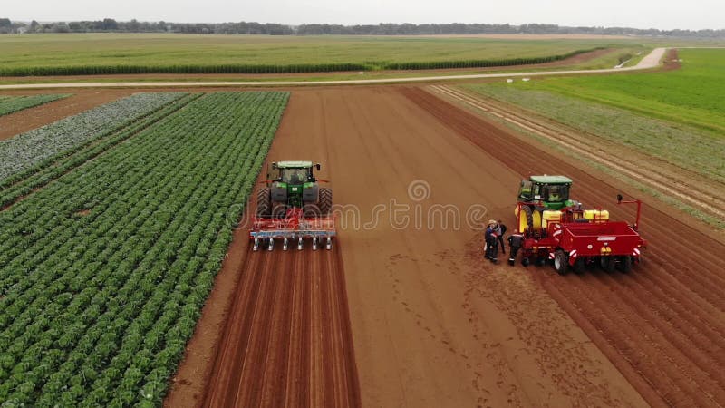 Top View of Tractor Planting Seed in Field Stock Video - Video of ...
