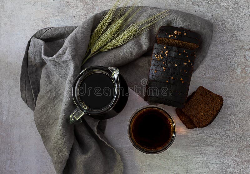 Top View of Traditional Rye Bread Kvass Stock Photo - Image of summer ...