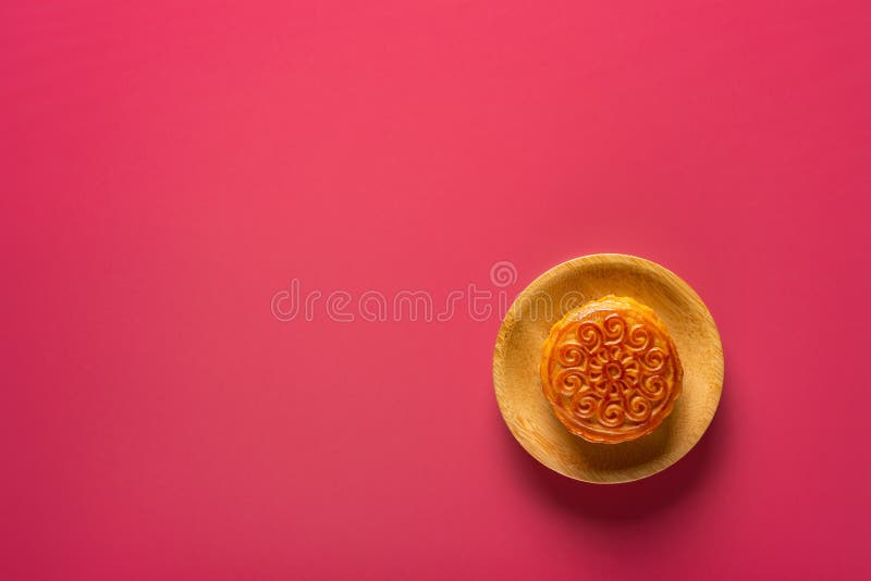 Top View Traditional Style Chinese Mooncake on Red Stock Photo - Image ...