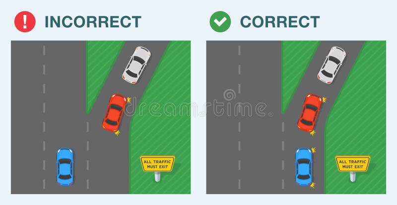 Top View of a Traffic Flow on Expressway. Correct and Incorrect Driving ...