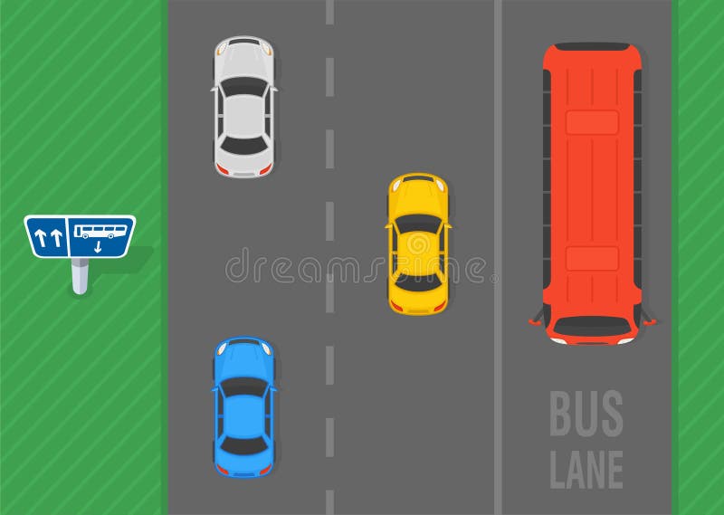 Top View of a Traffic Flow on Road and Contraflow Bus Lane. Stock ...
