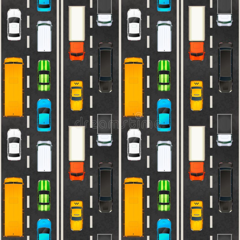 Top View of Traffic Jam with Lots of Realistic Cars on Highway ...