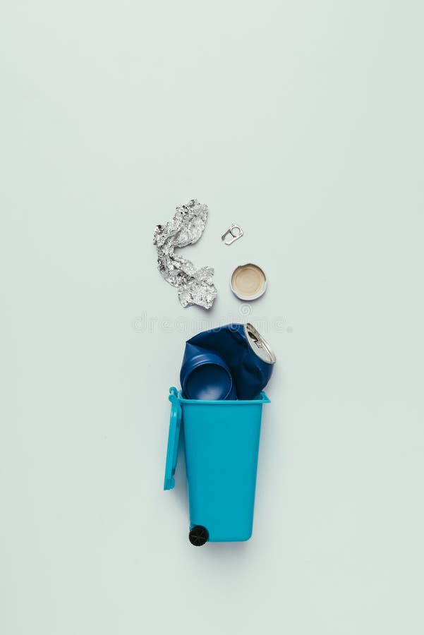 Top View of Trash Bin with Assorted Garbage Stock Image - Image of ...