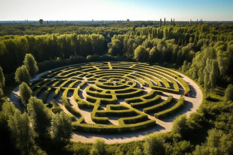 Top View of Tree Labyrinth in the City Park Stock Illustration ...