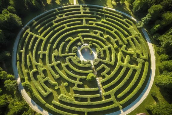 Top View of Tree Labyrinth in the Park Stock Illustration ...