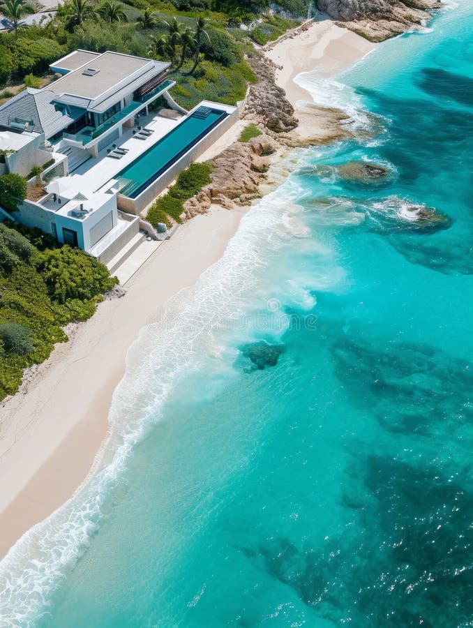 Top View of Tropical Beach Club with Pool Stock Image - Image of nature ...