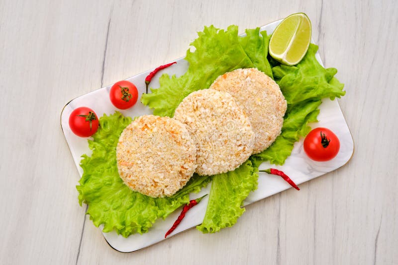 Top View of Trout Cutlet in Breading Stock Photo - Image of cooked ...