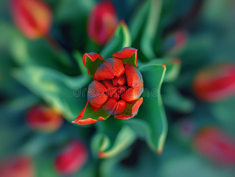Top view of the tulips bud stock photo. Image of closeup - 309283690