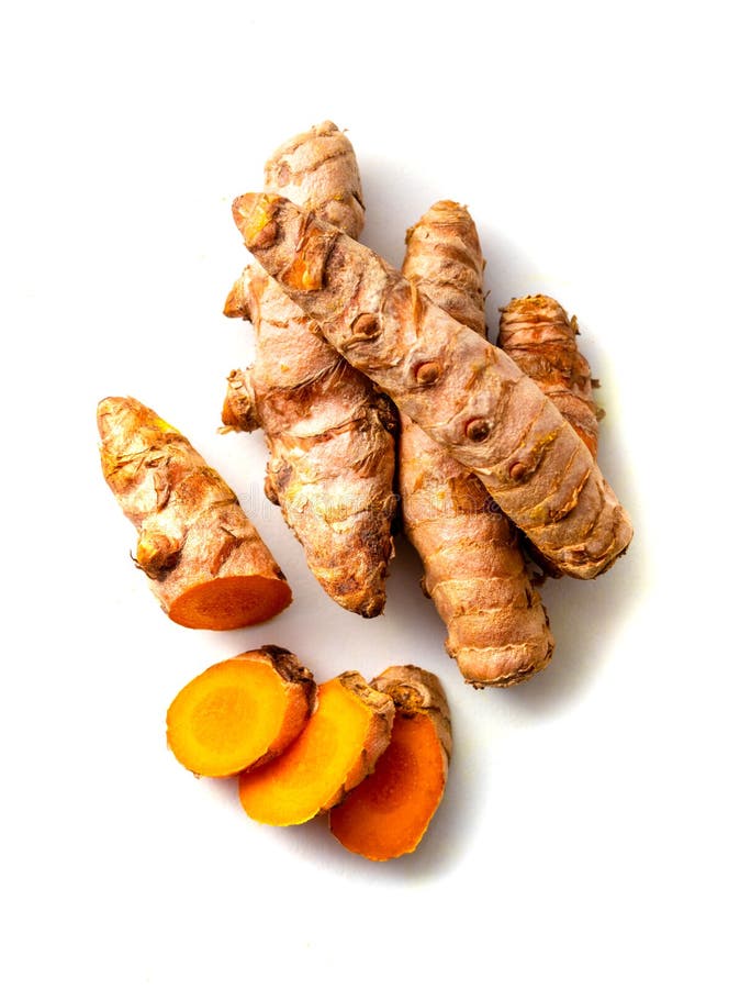 Top View of Turmeric Rhizome Isolated on White Stock Image - Image of ...