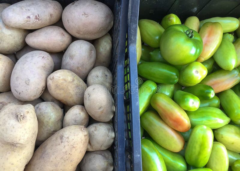 Top View of Two Baskets Where One is Filled with Coarse Tomatoes and ...