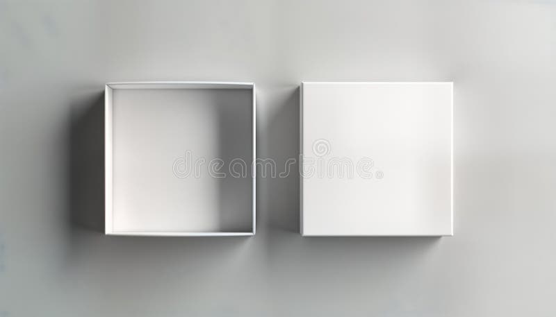 Top View of Two Blank White Rectangular Boxes on Gray Background. One ...