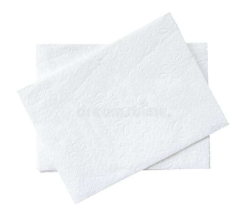 Top View of Two Folded Pieces of White Tissue Paper or Napkin in Stack ...