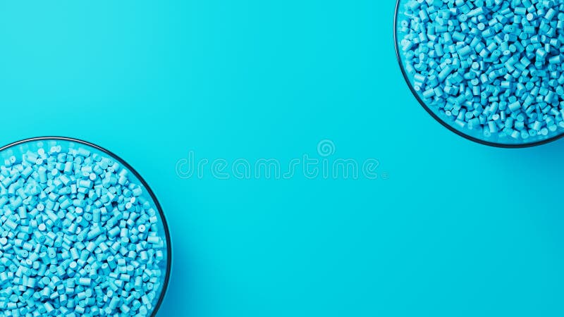 Top View on Two Glass Cups with Cyan Plastic Polypropylene Granules ...
