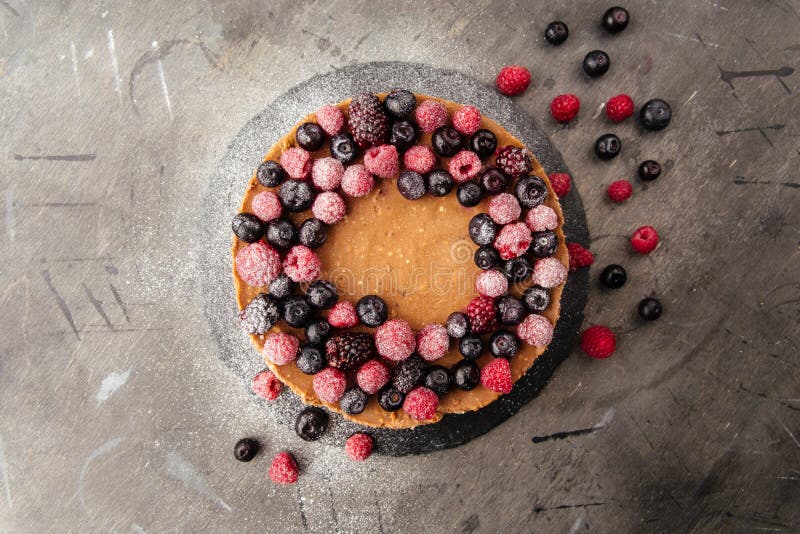 Two-layer Cheesecake Decorated with Berries Stock Photo - Image of ...