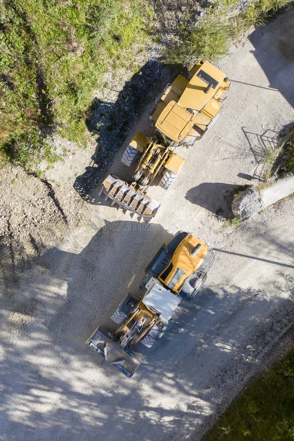 Top View of Two Orange Wheel-mounted Front Loader Stock Photo - Image ...