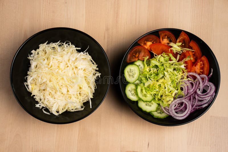 Top View of Two Plates of Assorted Fresh Vegetables Stock Image - Image ...