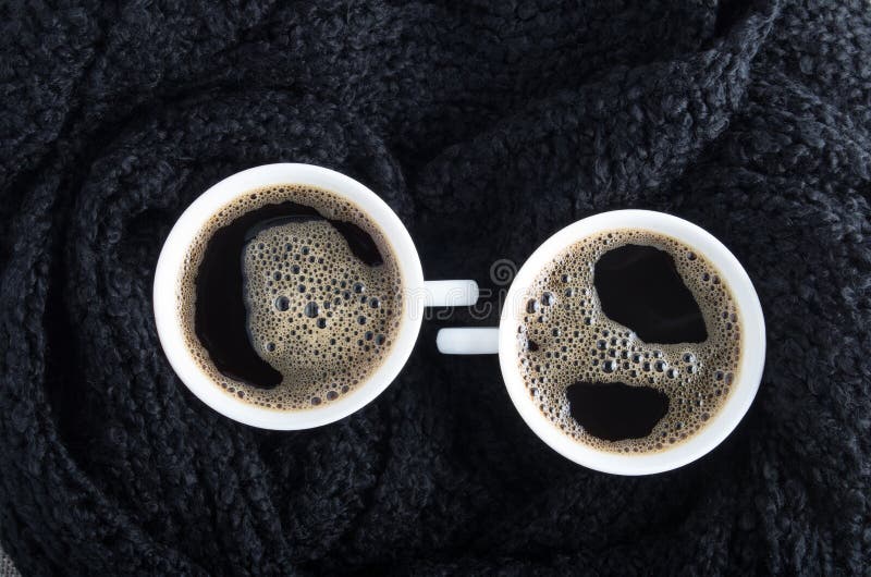 Top View of Two Small Cups of Coffee Stock Photo - Image of autumn ...