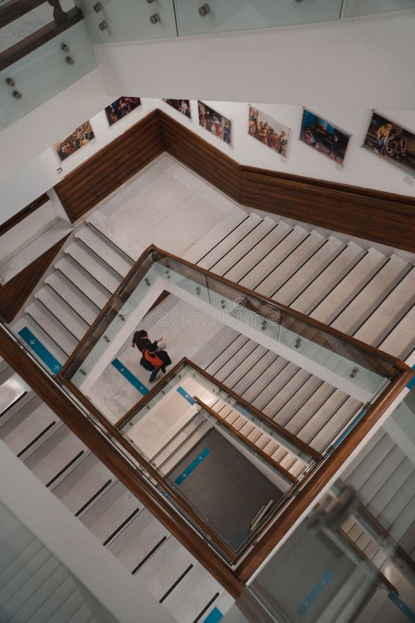 Top View of Two Students Going Up the University Stairs Editorial Stock ...