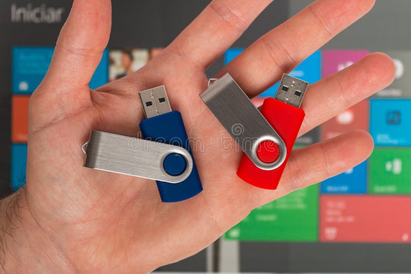 Top View of Two USB Flash Drives on a Hand Stock Image - Image of ...