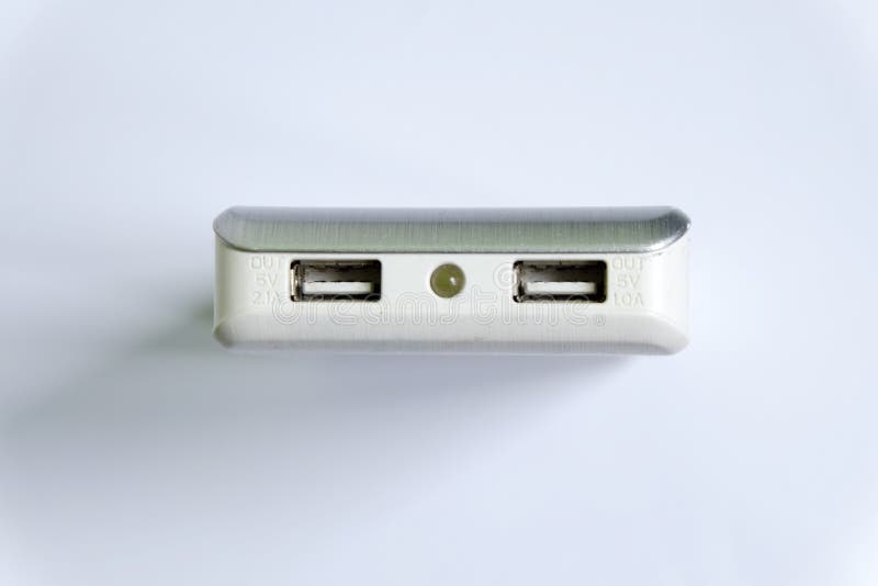 Top View of Two Usb Port of a Powerbank Isolated on White Background ...